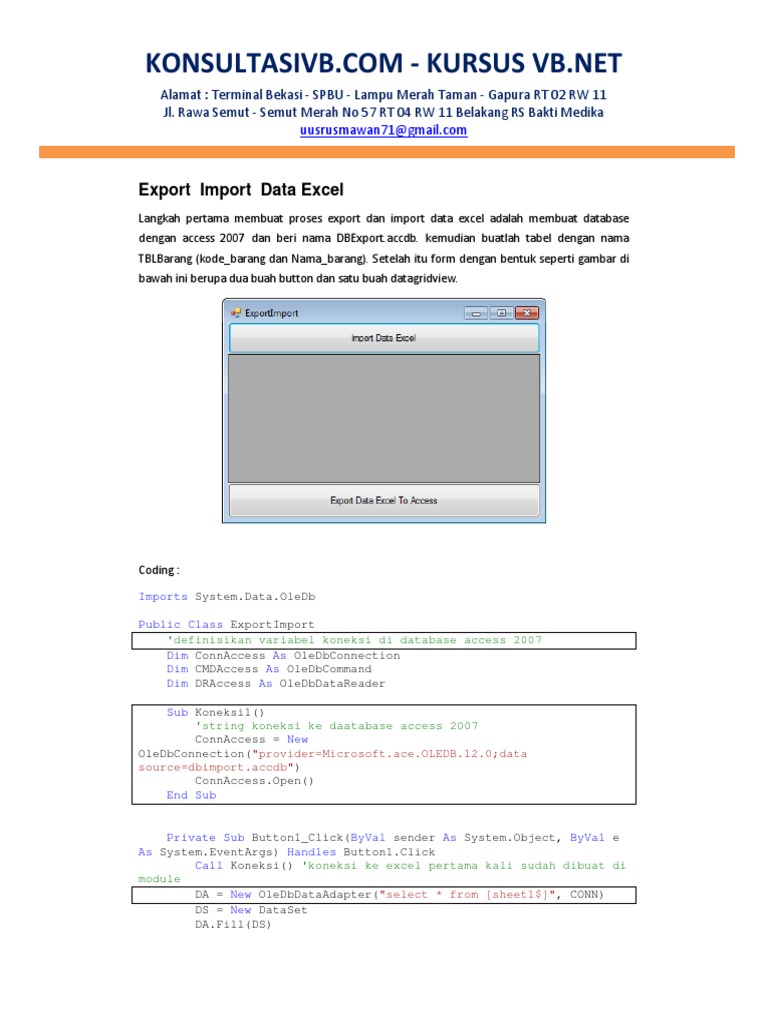 Export Import Data Excel Ke Access Menggunakan | PDF
