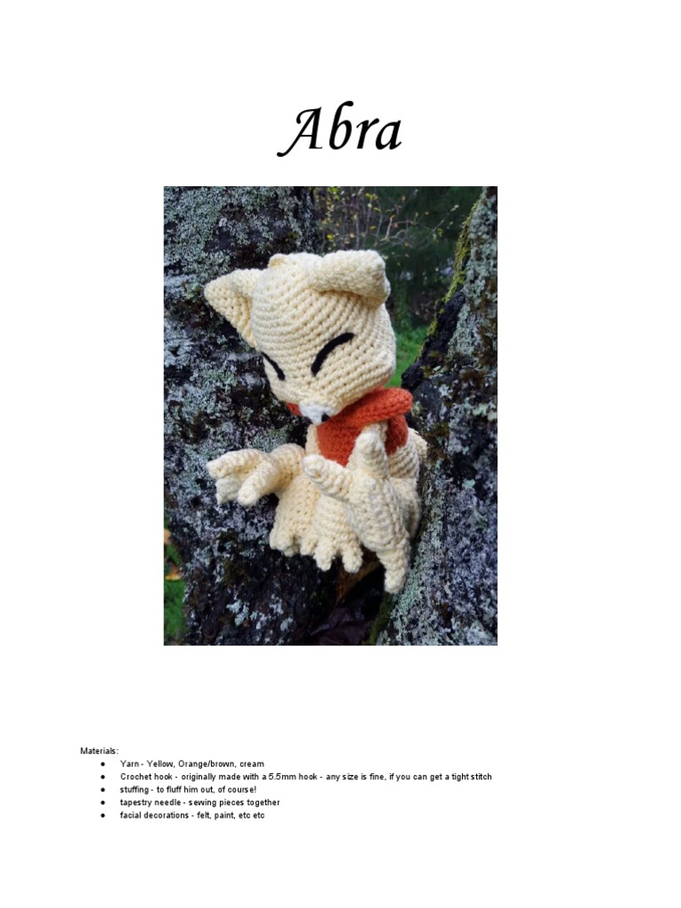 Pokemon Abra Amigurumi | PDF | Crafts | Handicrafts