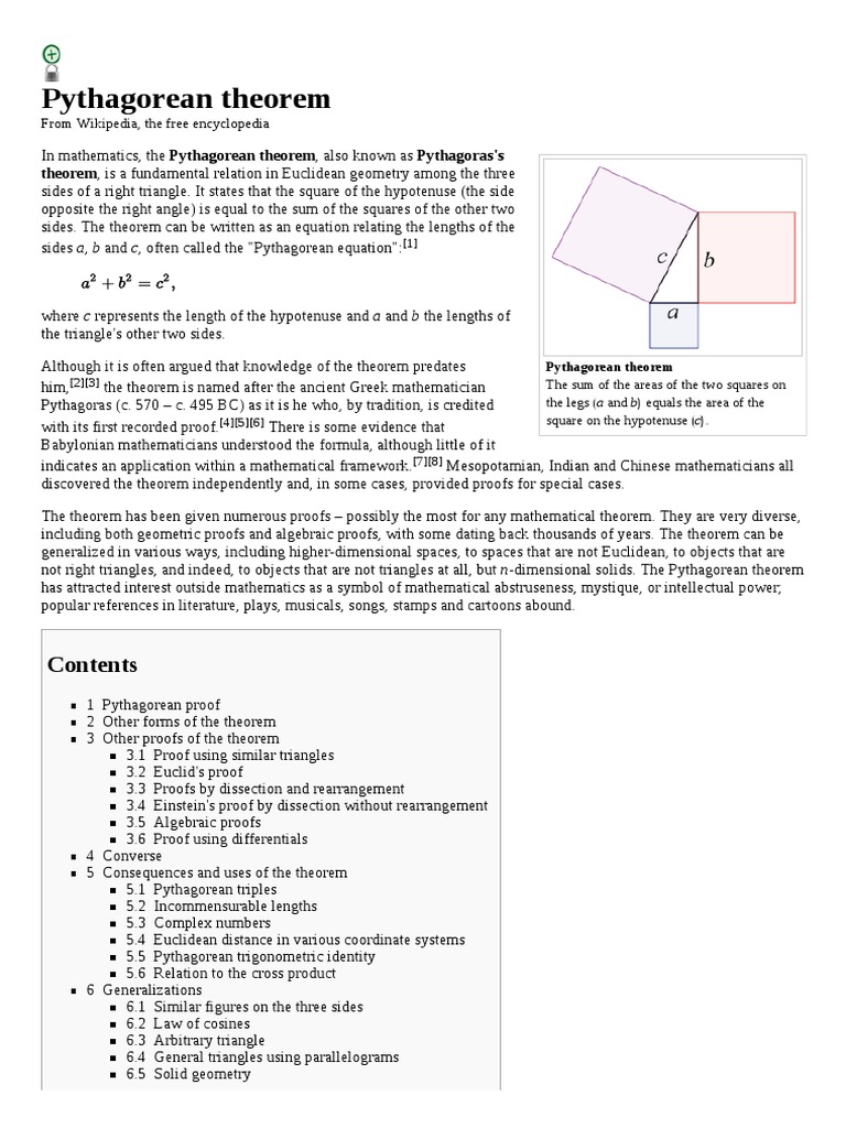 Pythagorean Theorem PDF | PDF | Triangle | Trigonometric Functions