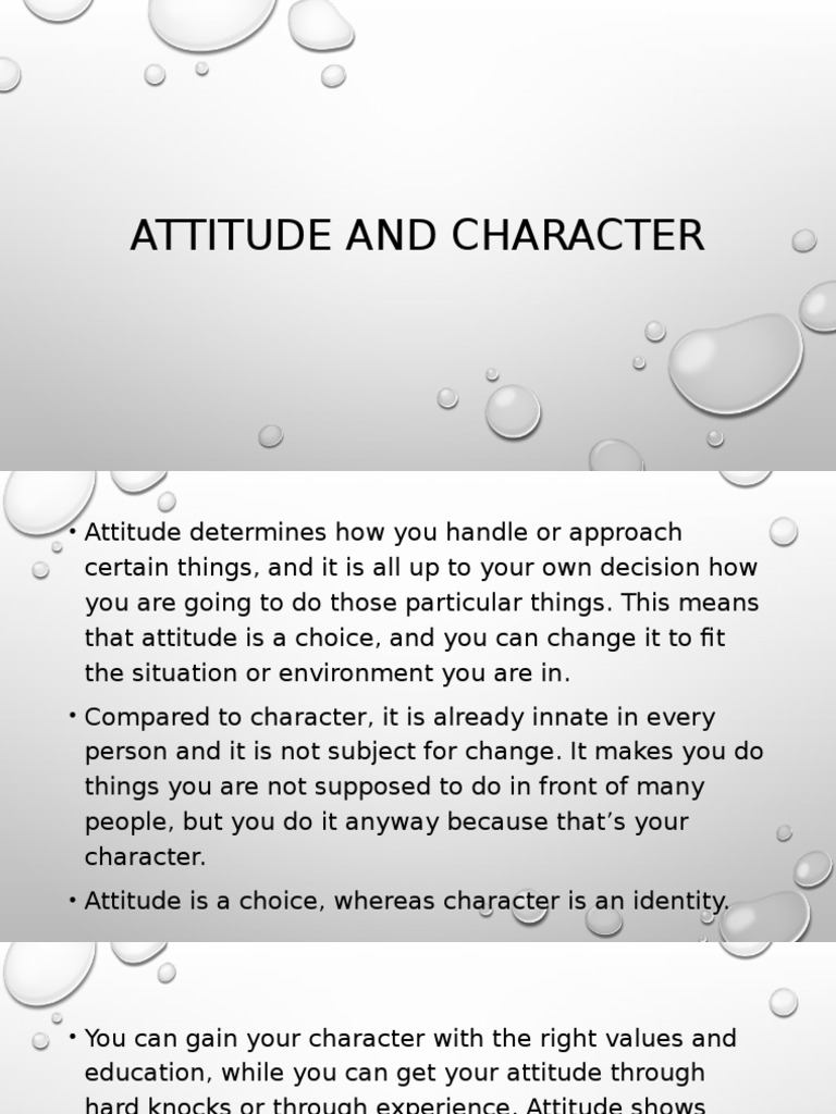 Attitude and Character | PDF | Human Behavior | Action (Philosophy)