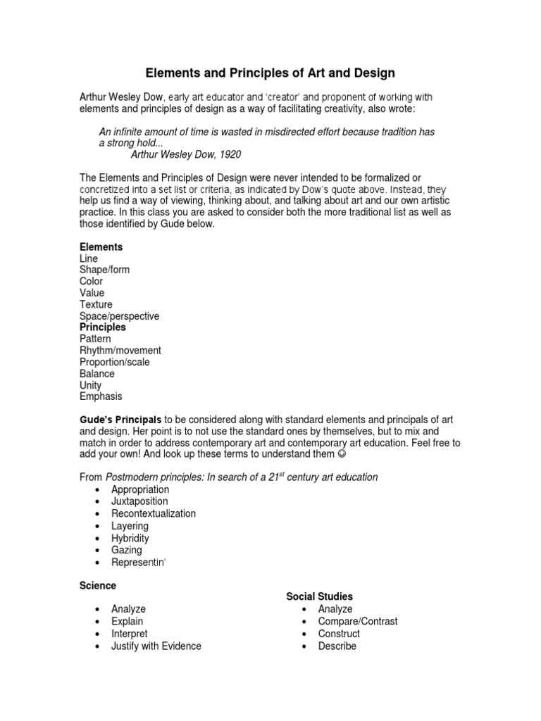 Visual Arts Language Concepts | PDF