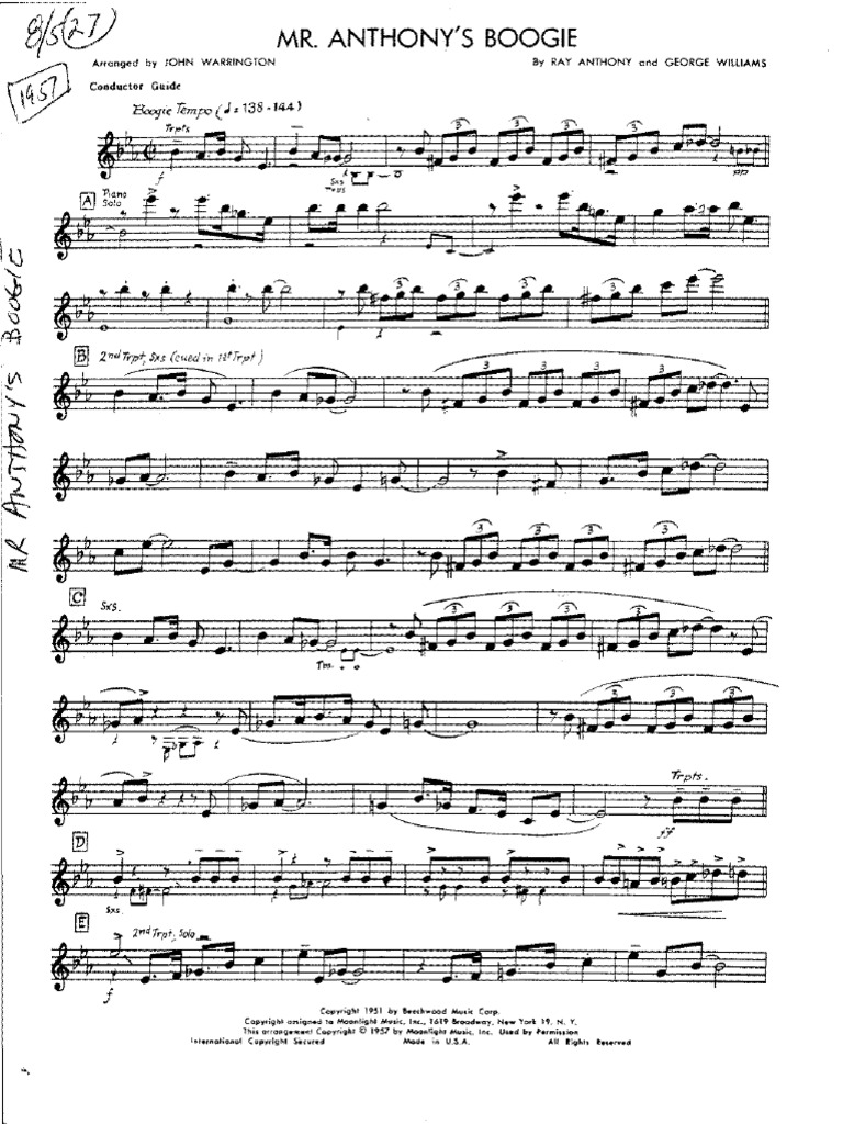 MR Anthonys Boogie - FULL Big Band - Warrington PDF | PDF
