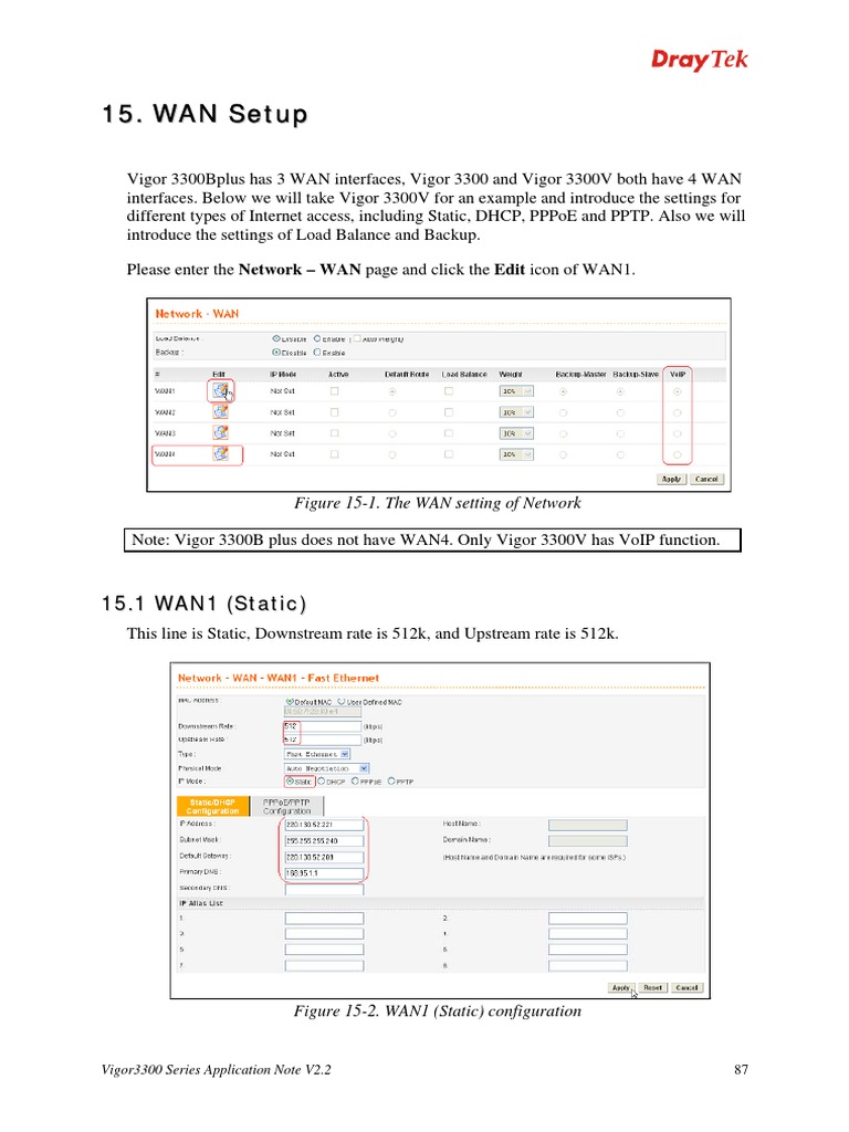 WAN Setup Draytek | PDF | Router (Computing) | Ip Address