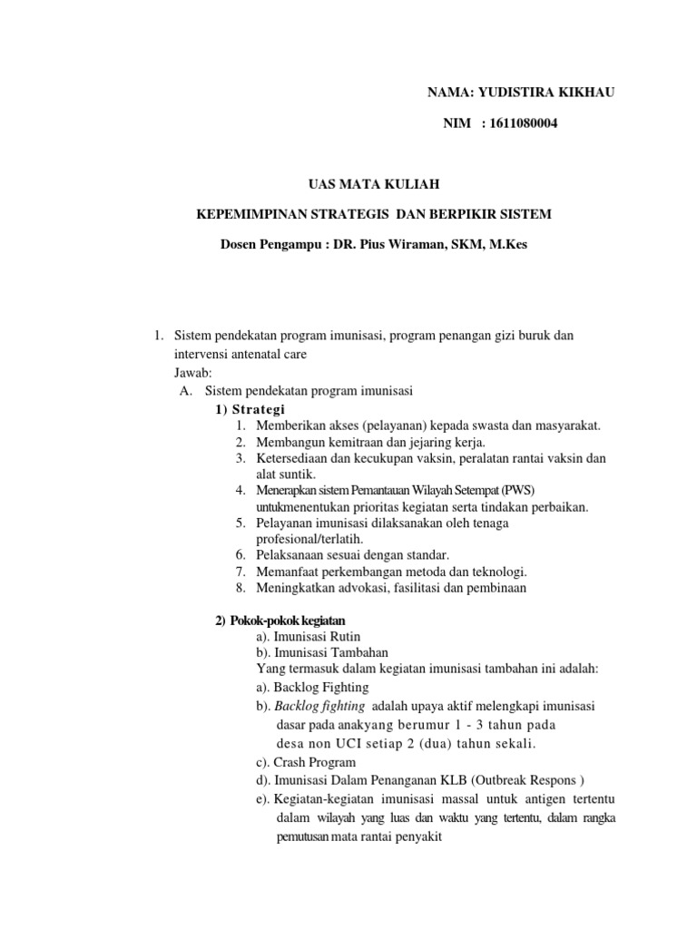 Uas MK Kepemimpinan Strategis Dan Berpikir Sistem | PDF | Pengembangan Diri | Sains & Matematika