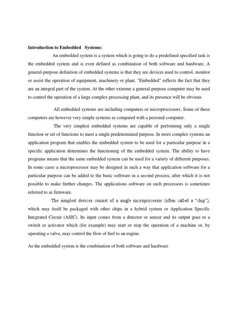 Introduction To Embedded Systems | PDF | Central Processing Unit | Embedded System