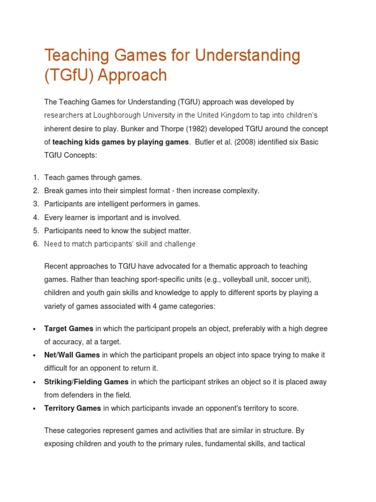 Teaching Games For Understanding | PDF | Sports | Decision Making