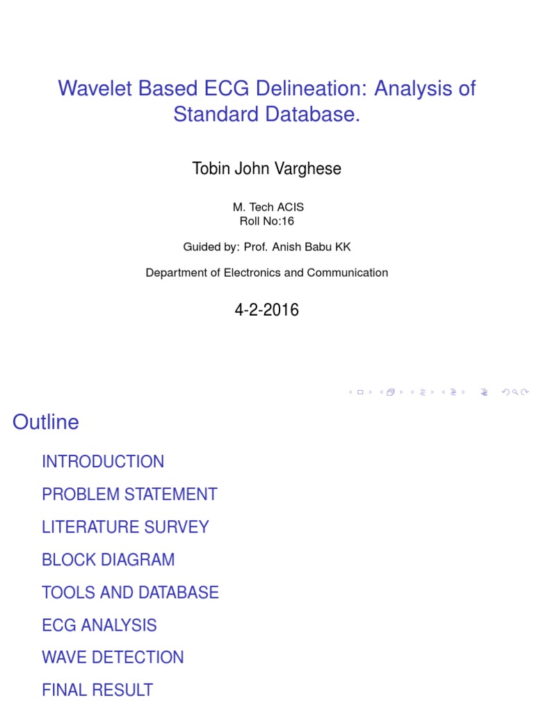Wavelet Based ECG Delineation: Analysis of Standard Database | PDF | Electrophysiology ...
