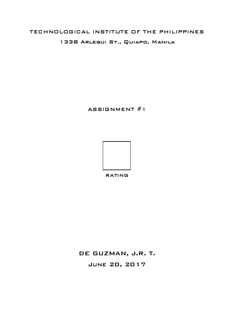 Technological Institute of The Philippines 1338 Arlegui ST., Quiapo ...