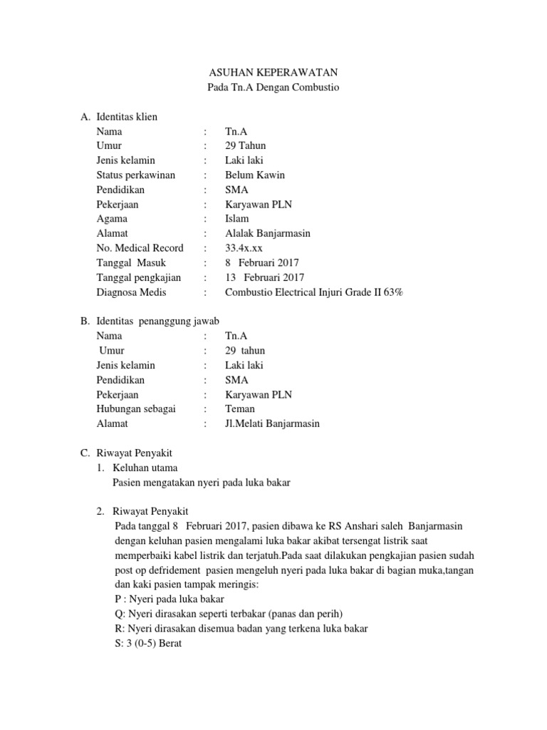 Asuhan Keperawatan Combustio Grade II | PDF