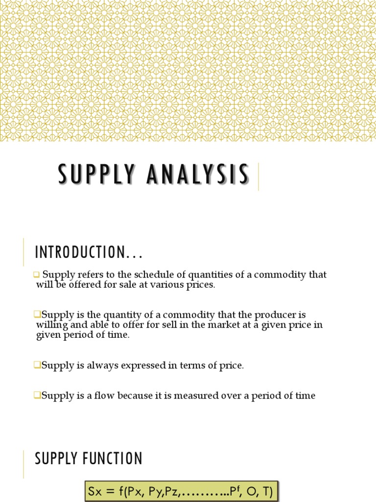 Supply Analysis Pdf Supply Economics Commodity