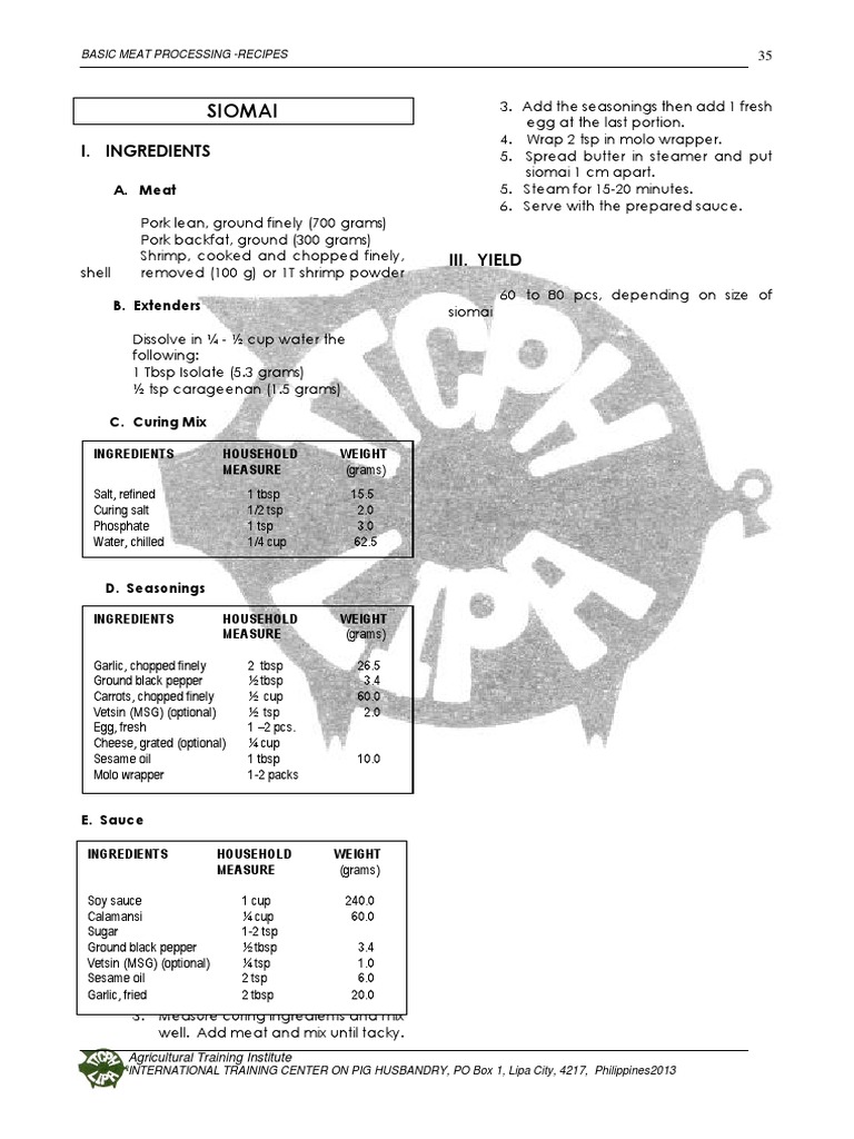 Meat Processing Recipe | PDF | Curing (Food Preservation) | Foods