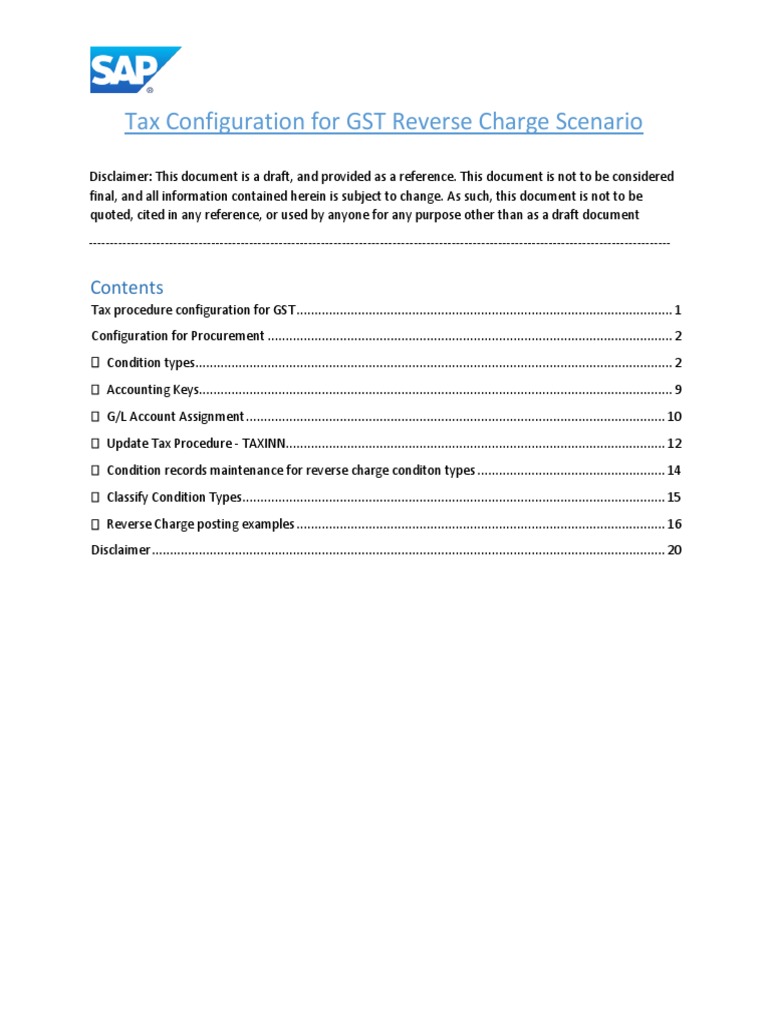 Reverse Charge Configuration For GST | PDF | Value Added Tax | Expense