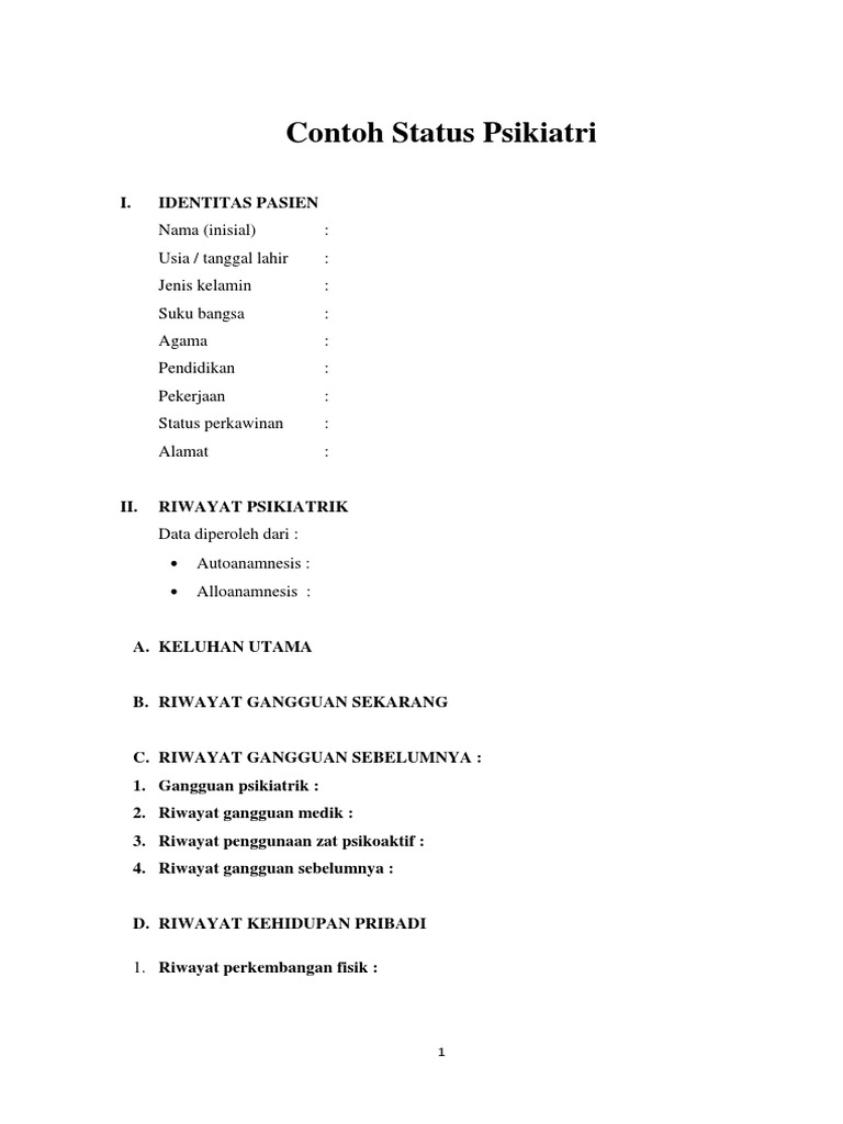 Contoh Status Psikiatri dan Afek | PDF
