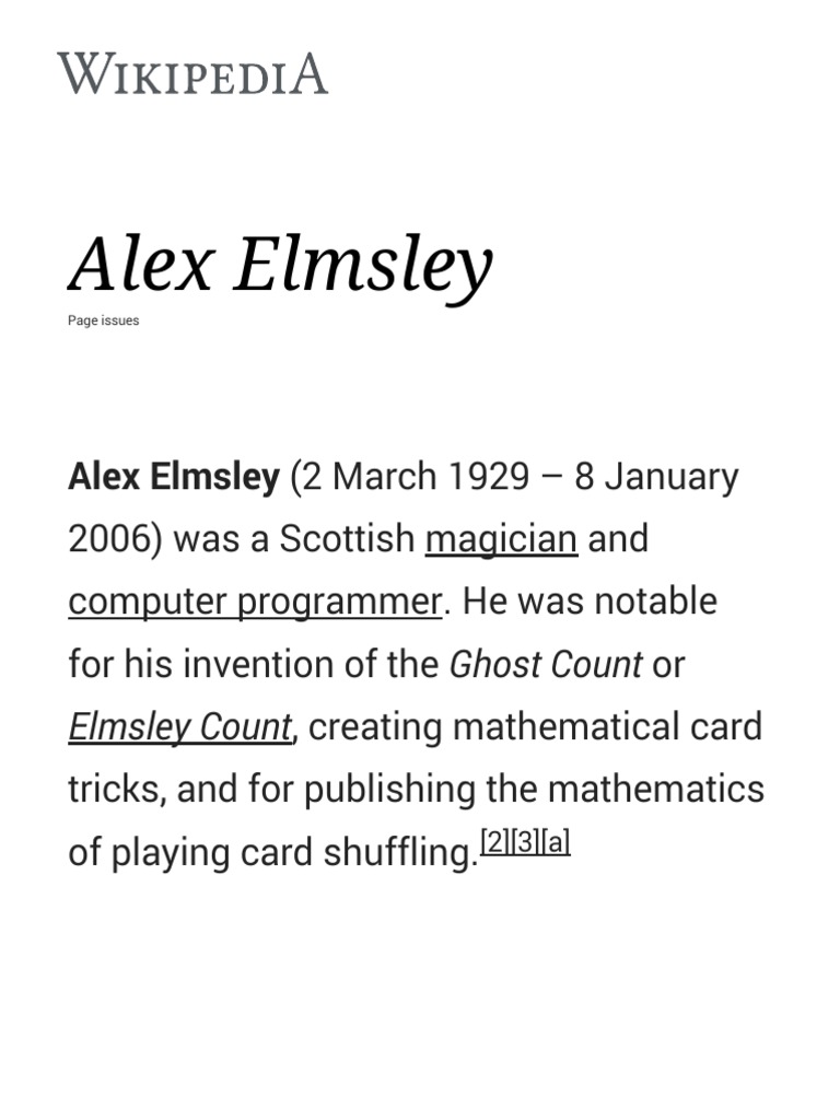 Alex Elmsley - Wikipedia | PDF