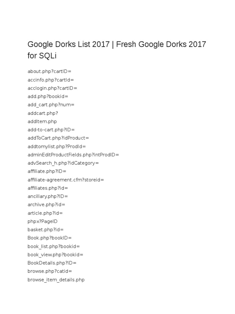 Google Dork List | Computing | Technology