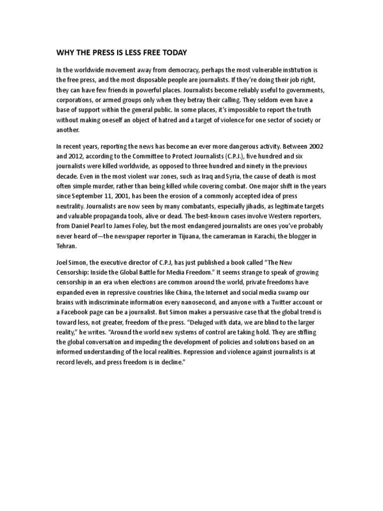 Freedom of Press | PDF | Freedom Of The Press | Censorship