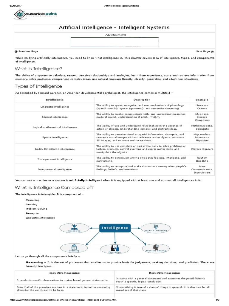 Artificial Intelligent Systems | PDF | Perception | Intelligence