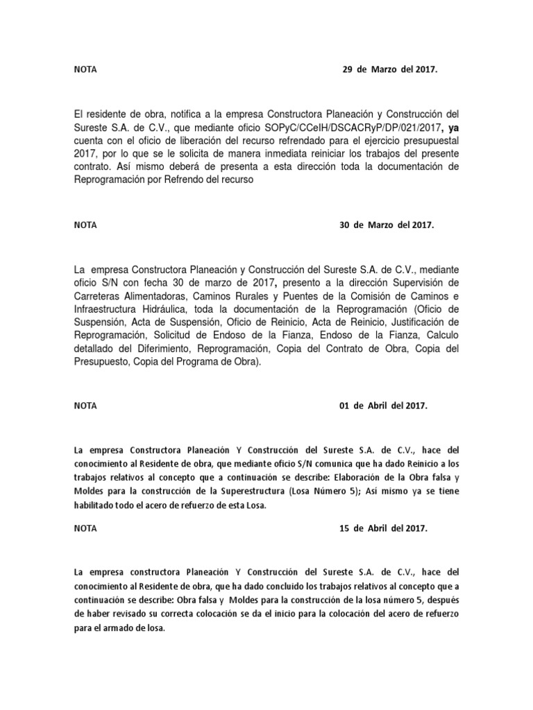 Notas de Bitacora Estimacion 4 | Negocios