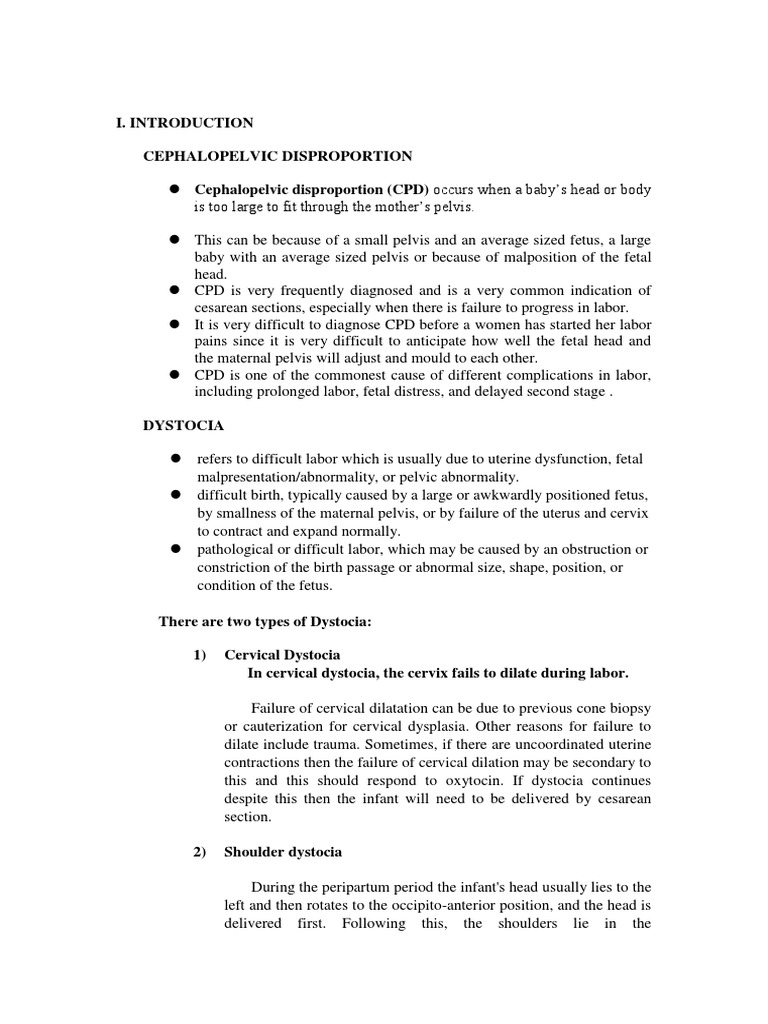 CPD, Dystocia, Fetal Distress Output | PDF | Fetus | Childbirth