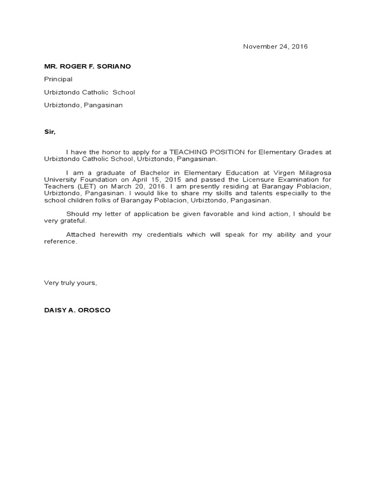 Application Letter Daisy | PDF