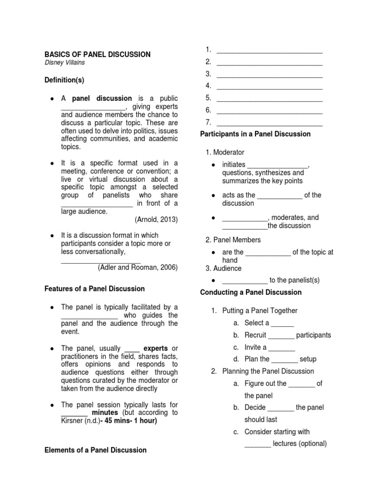 Basics of Panel Discussion | PDF | Conversation | Question