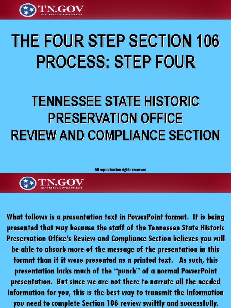 The Four Step Section 106 Process: Step Four: Tennessee State Historic ...