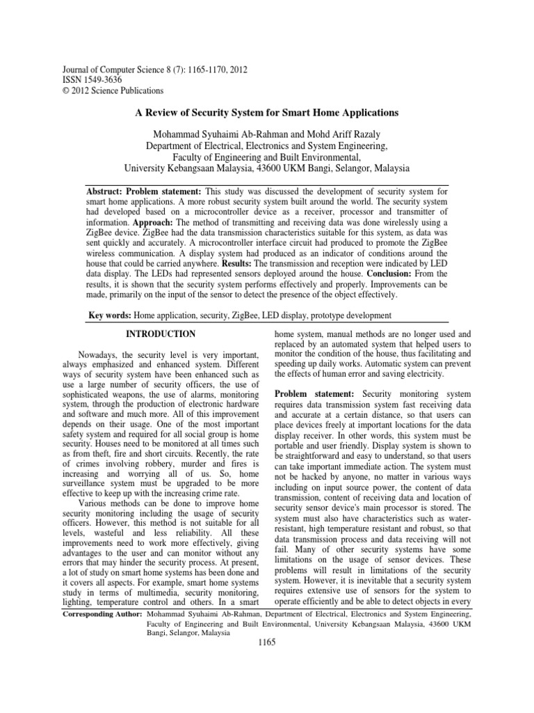 A Review of Security System For Smart Home Applications PDF | PDF ...