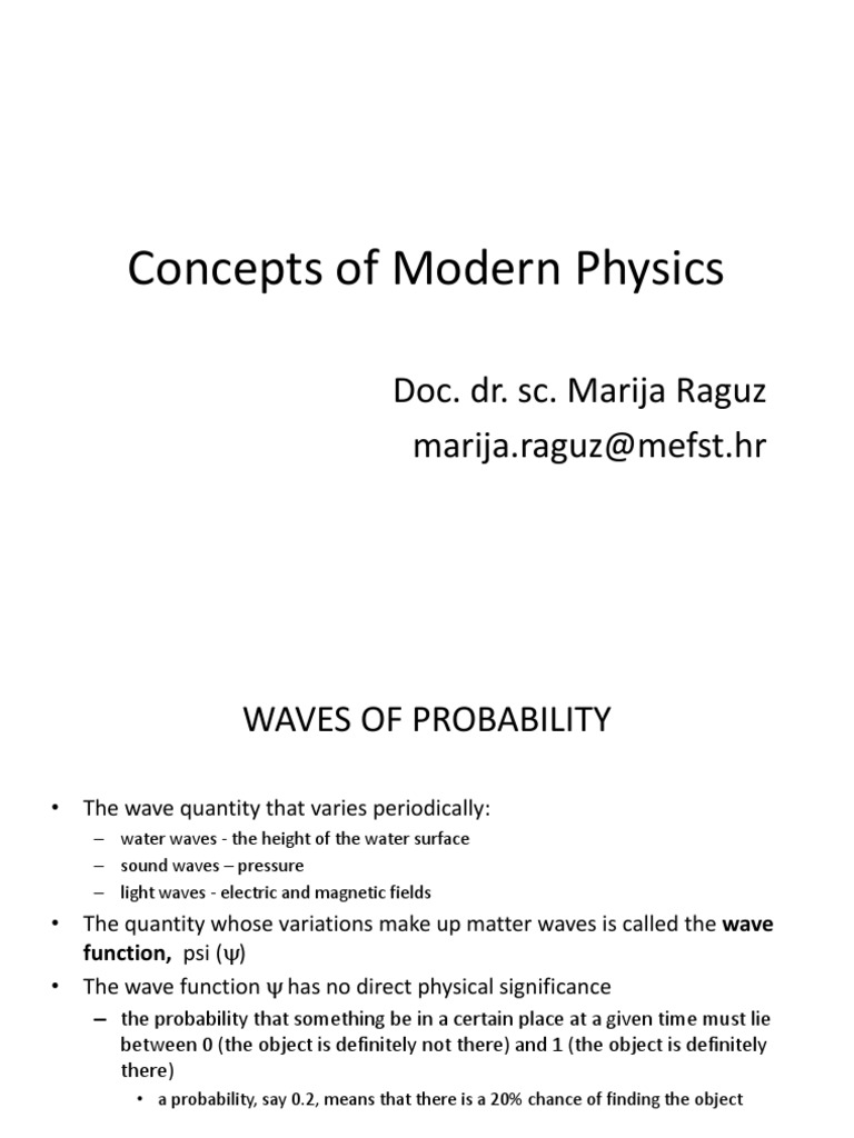 Lectures ConceptsofModernPhysics 2 | PDF | Wave Function | Waves