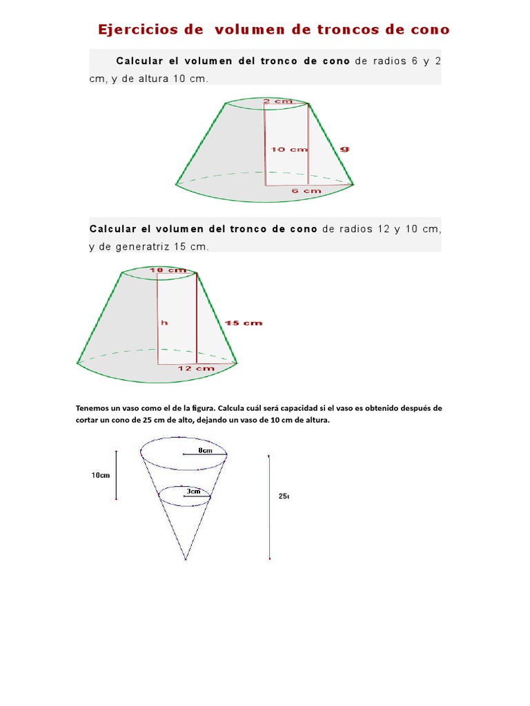 Ejercicios de Tronco de Cono
