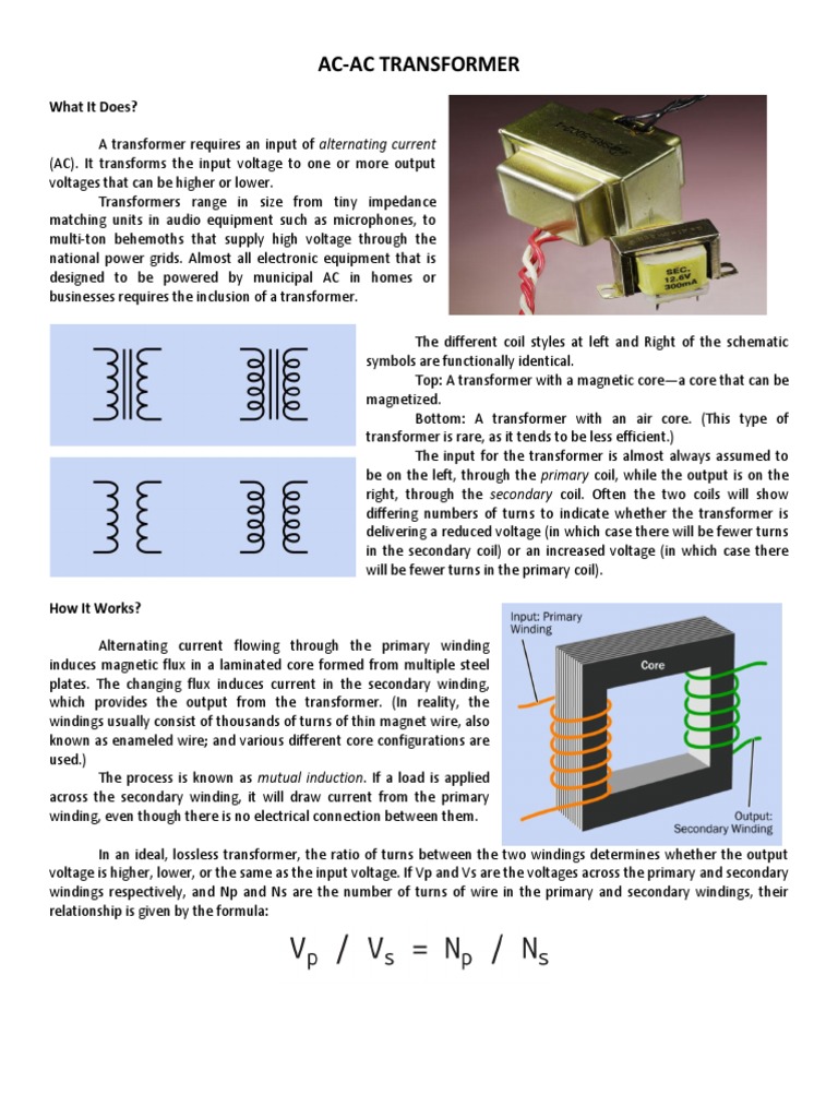 AC AC Transformer | PDF | Transformer | Inductor