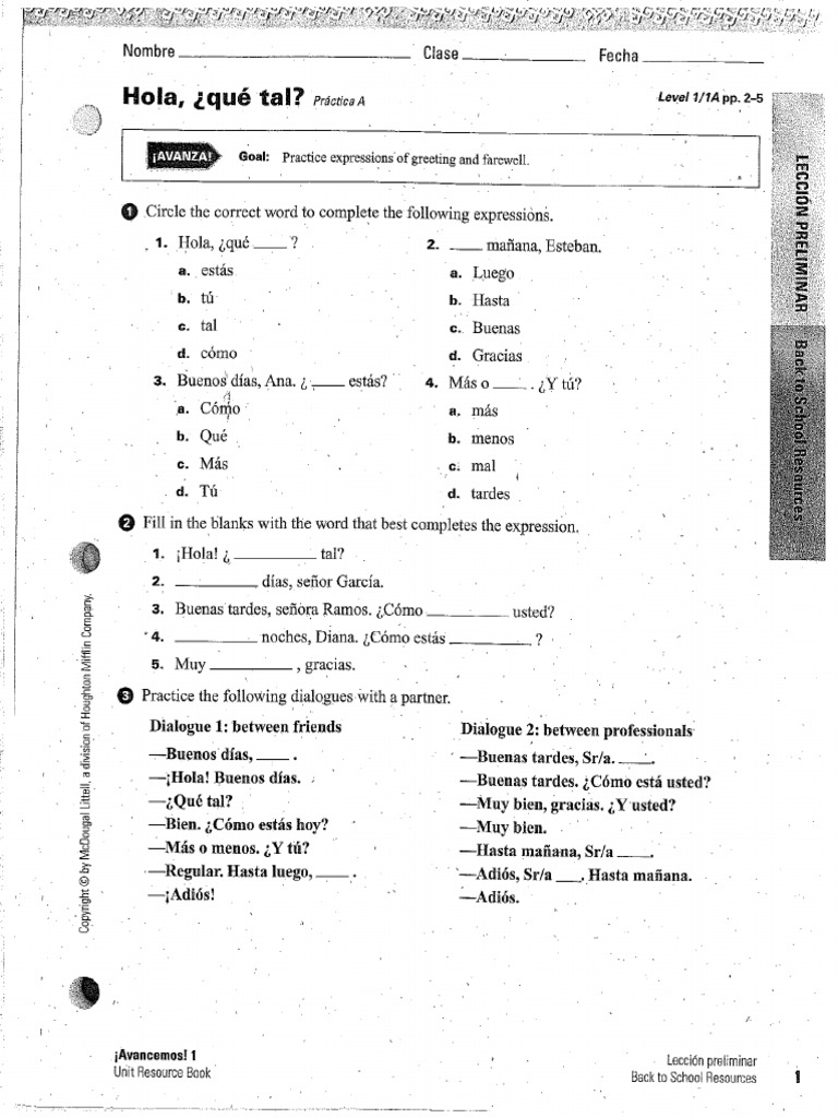 1 Leccion Preliminar Worksheets PDF | PDF