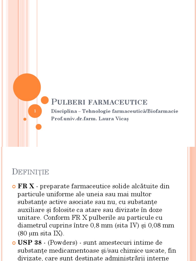 Pulberi Farmaceutice - 1 (3 Files Merged) | PDF