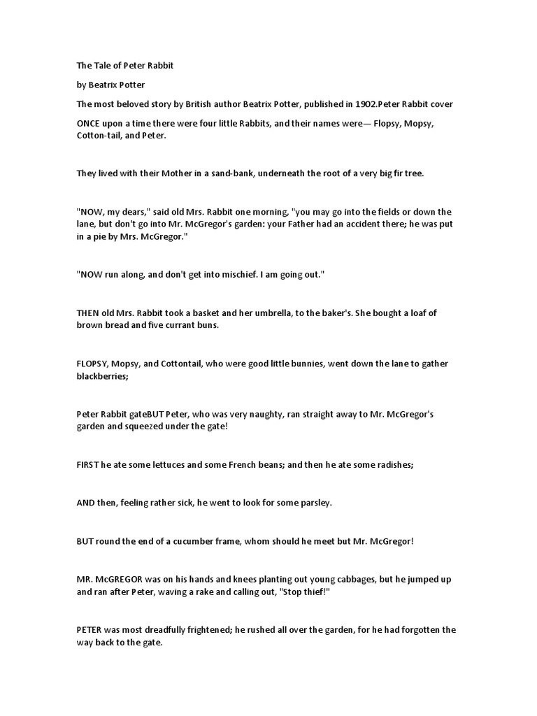 The Tale of Peter Rabbit | PDF | Mr. Mc Gregor | Peter Rabbit