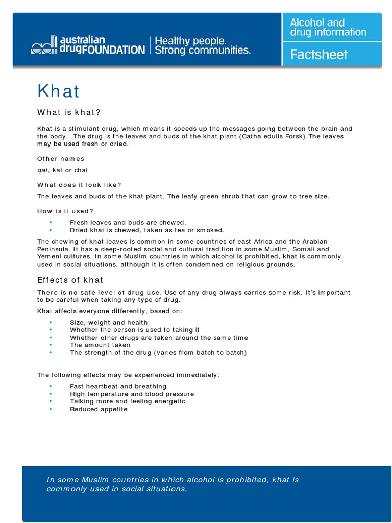 Khat Factsheet - 020914 PDF | PDF | Clinical Medicine | Medicine