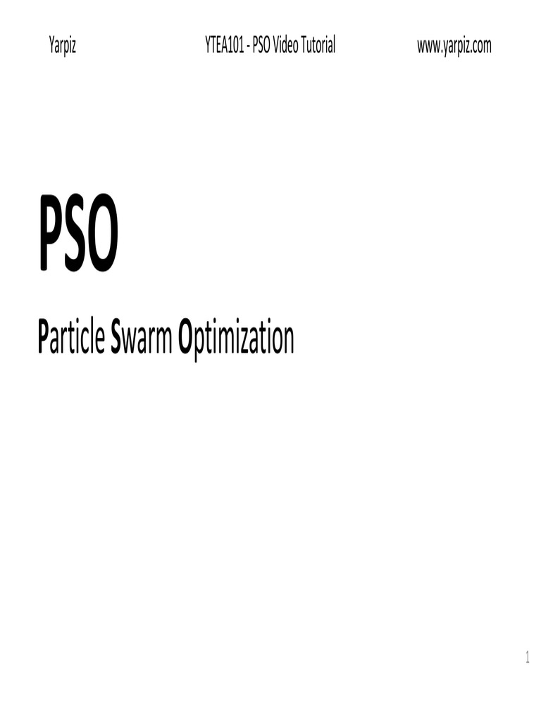 Particle Swarm Optimization: Yarpiz YTEA101 - PSO Video Tutorial | PDF