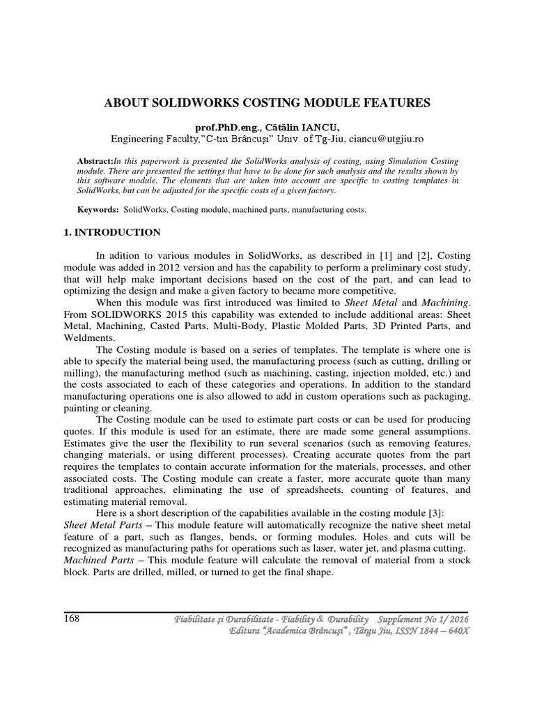About Solidworks Costing Module Features | PDF | Machining | Sheet Metal
