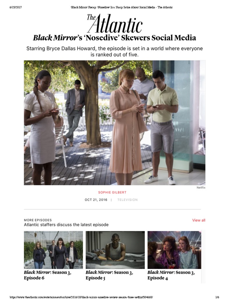 'Nosedive' Black Mirror Recap | PDF | Entertainment (General)