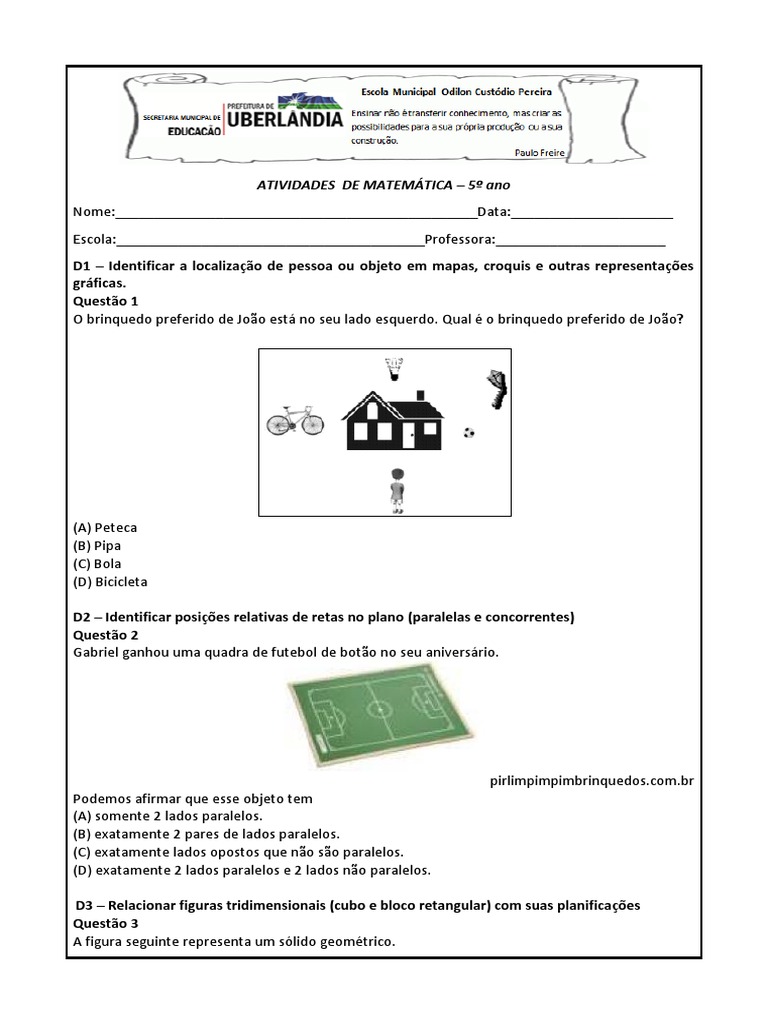 ATIVIDADES DE MATEMÁTICA.docx | Metro | Matemática