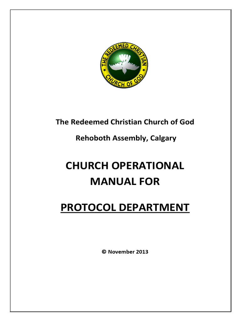 Church Operational Manual For Protocol Department: The Redeemed ...