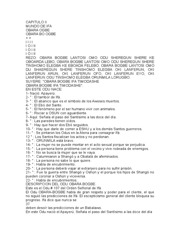 Odu Obara Bogbe: Significado y Ebó | PDF | Pena capital | Religión y ...