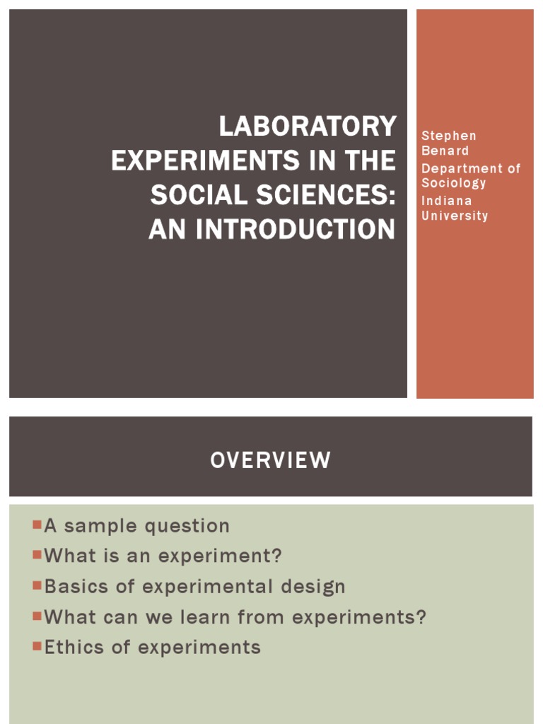 Experimental Designs for Studying Social Behavior: An Introduction to ...