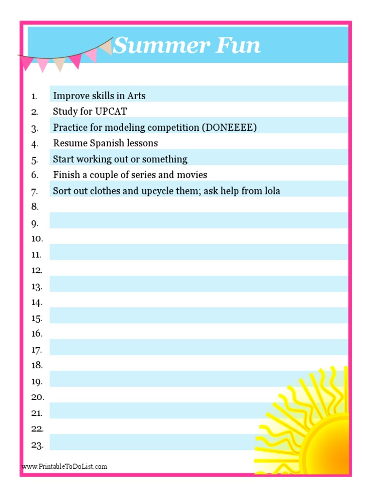 Summer Plans and Activities List | PDF | Lifestyle