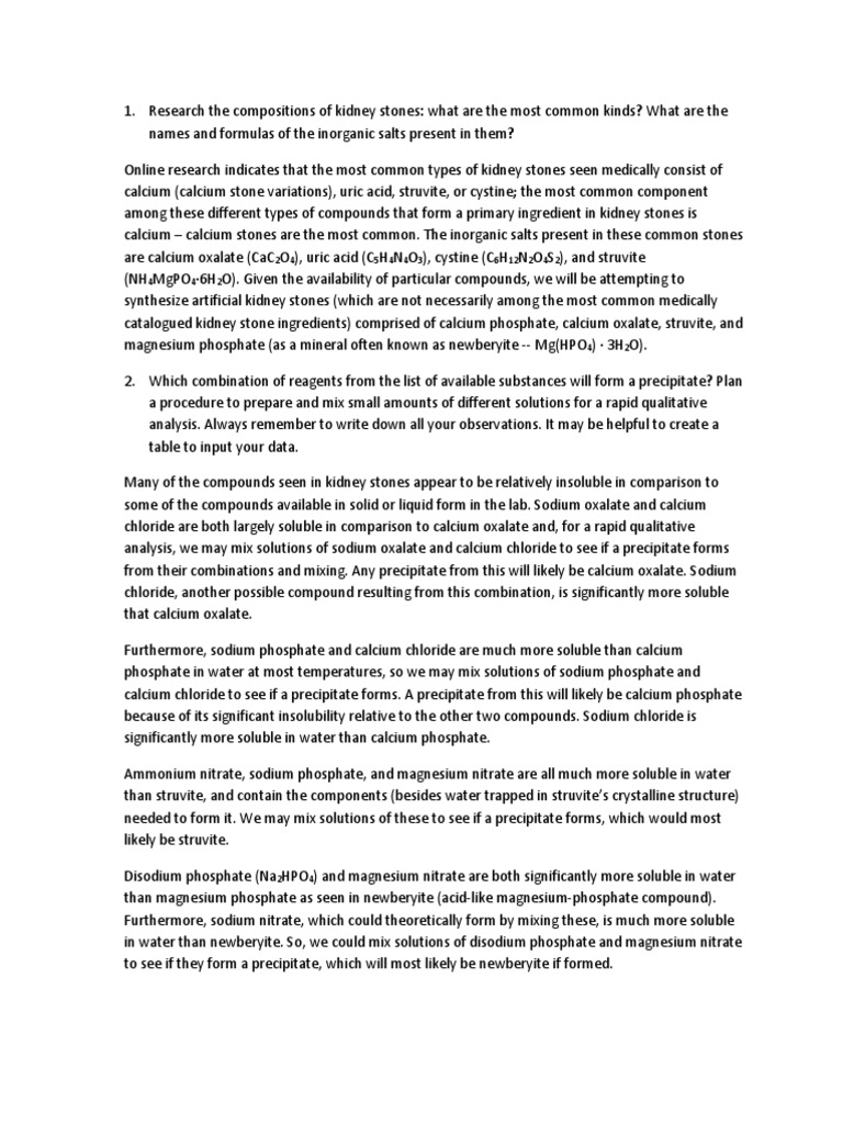 Analysis of Kidney Stones 1 | Download Free PDF | Mole (Unit ...