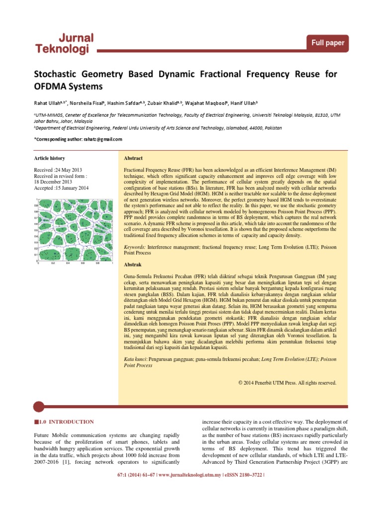 Stochastic Geometry Based Dynamic Fractional Frequency Reuse For OFDMA Systems | PDF | Cellular ...