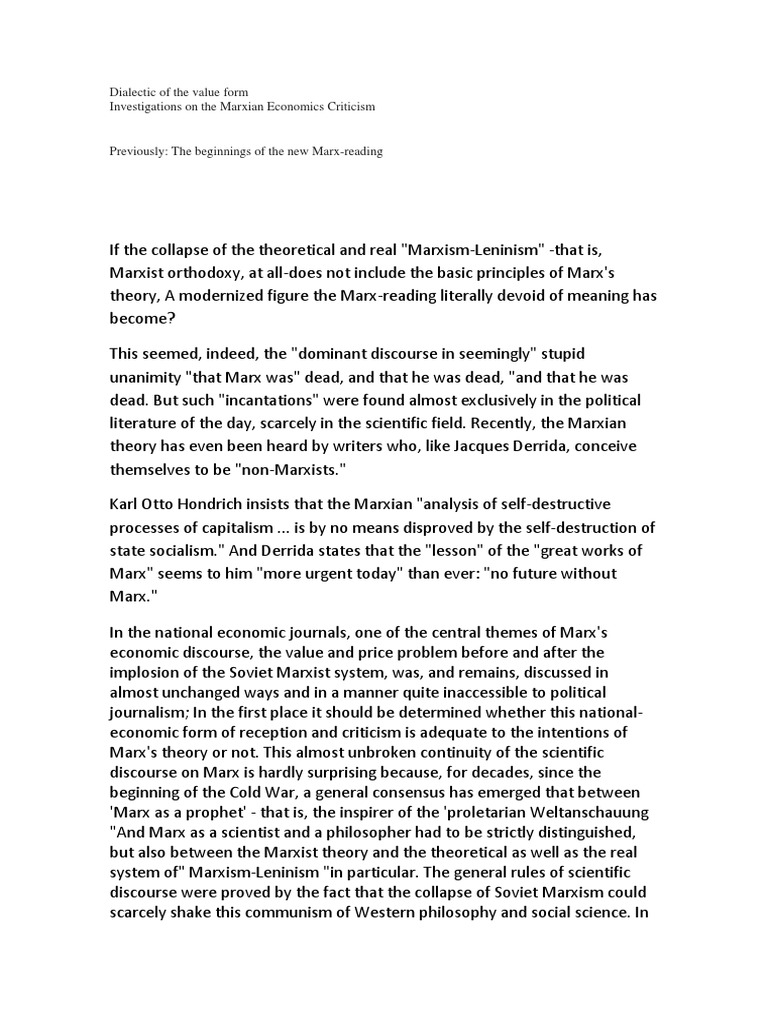 Marx's Value Form Analysis | PDF | Marxism | Karl Marx