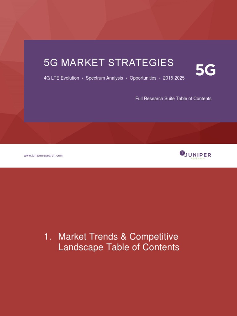 5G Market Strategies 2015 2025 Full Research Suite Table of Contents ...