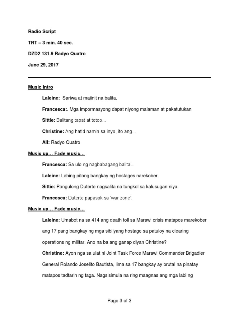 Radio Script | PDF