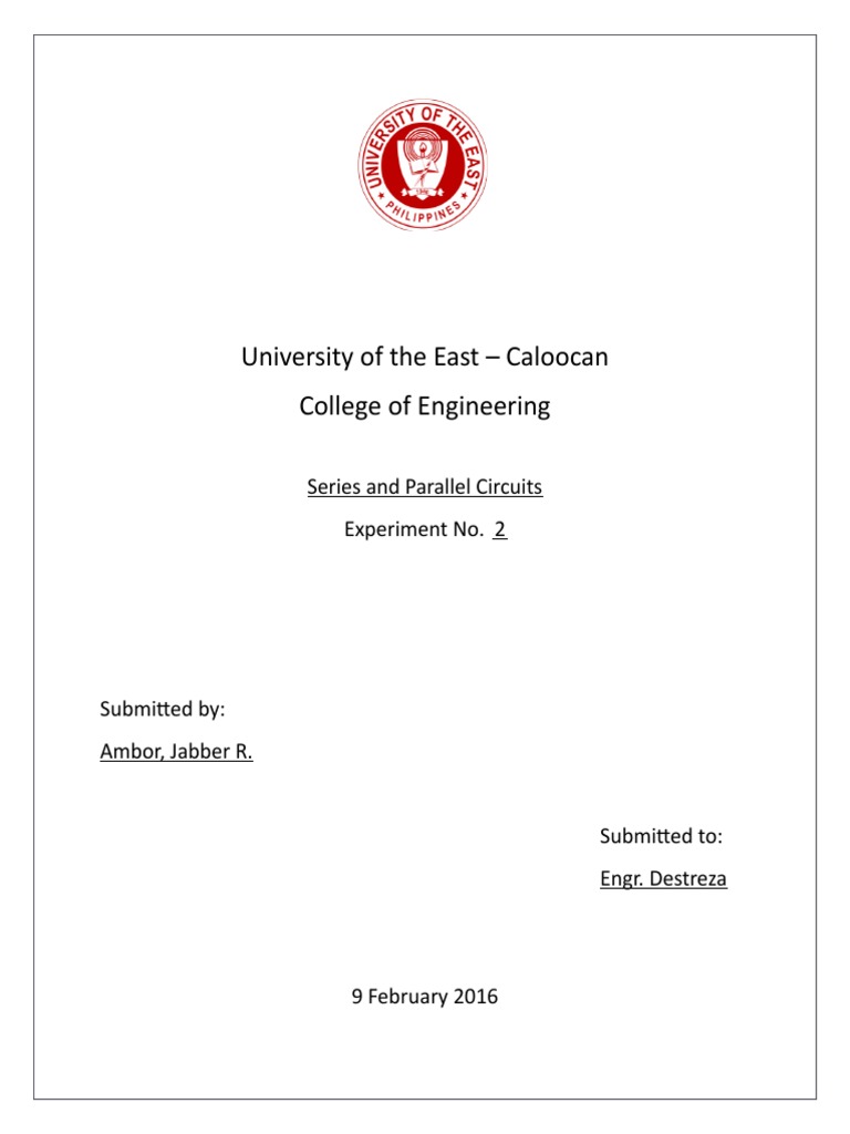 University of The East - Caloocan College of Engineering: Series and ...