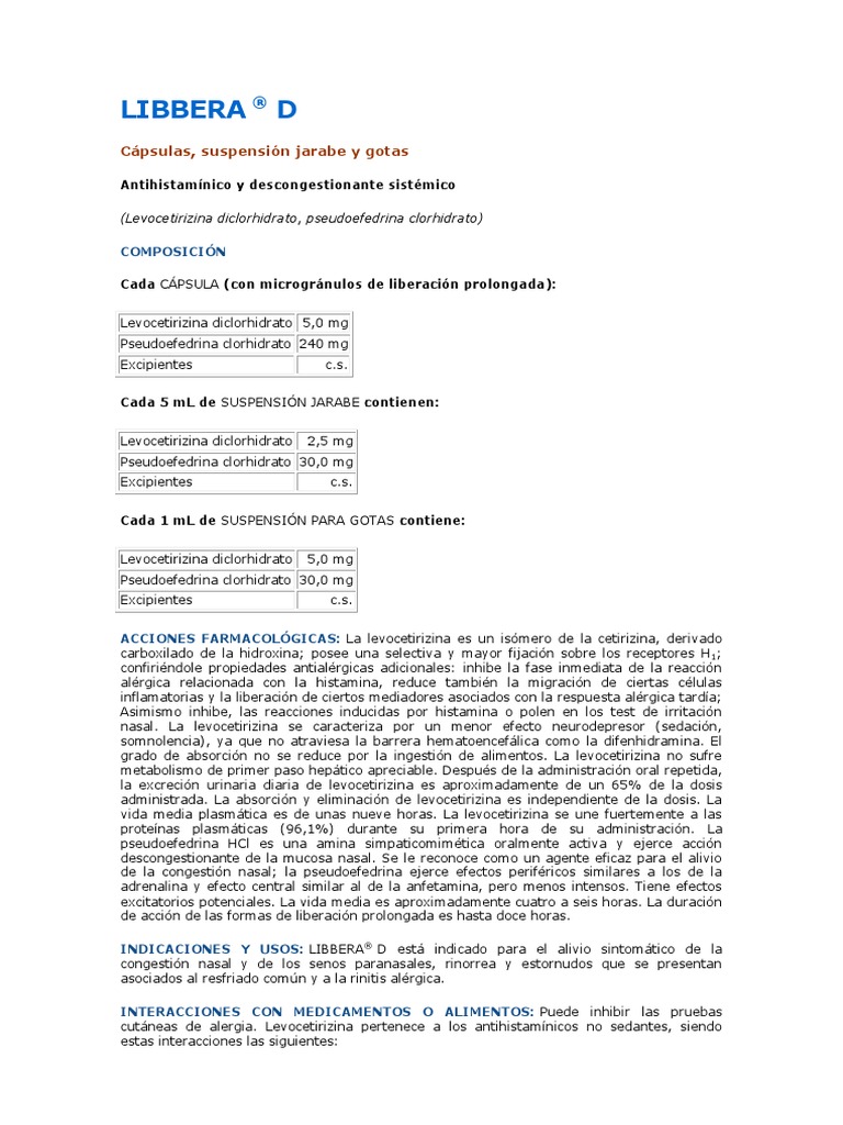 Libbera D | Alergia | Farmacología