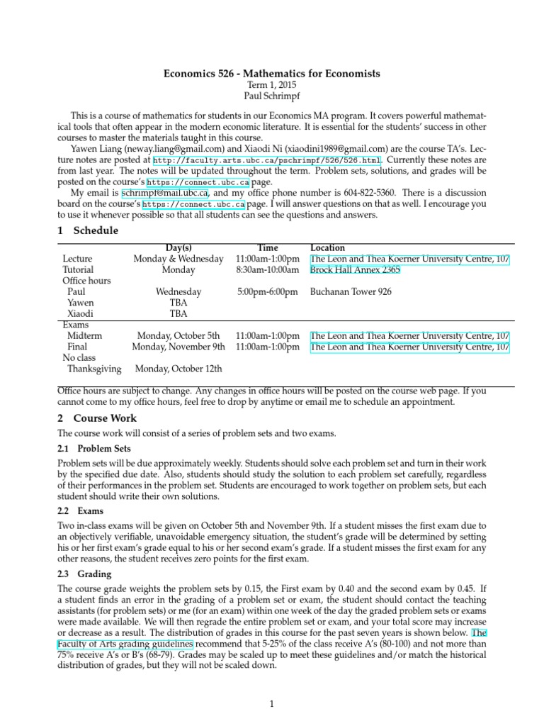Mathematics for Economists Course Guide | PDF | Mathematical ...